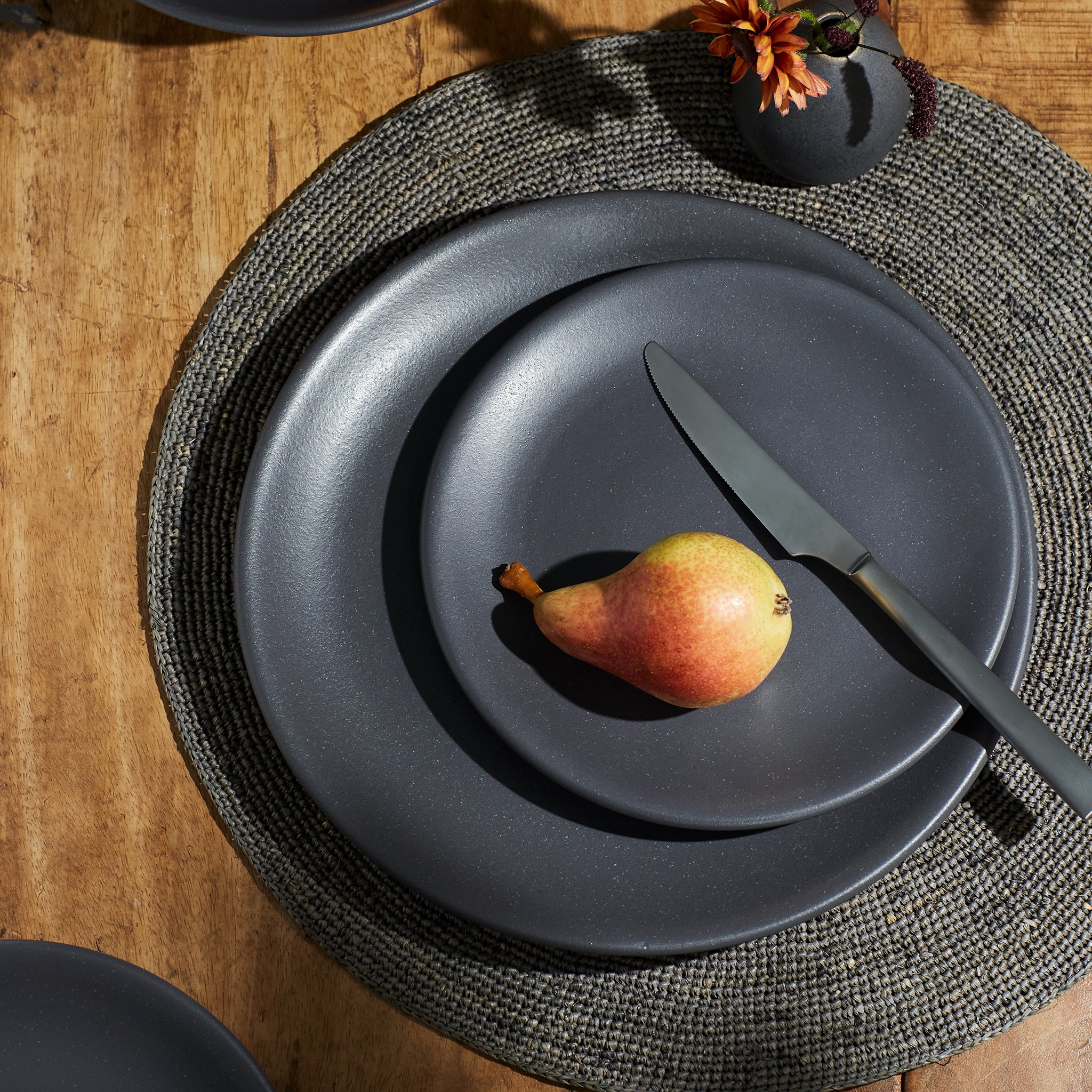 Dark Grey Stoneware Dinner Plates | Slate Ceramic Dinner Plates | Monoware