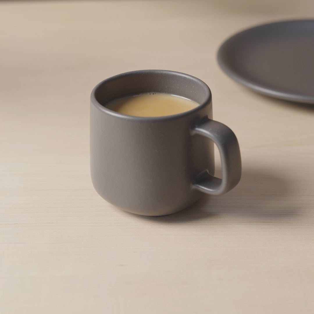 Grey Ceramic Coffee Mugs | Matte Speckled Slate Stoneware Tea Cups ...