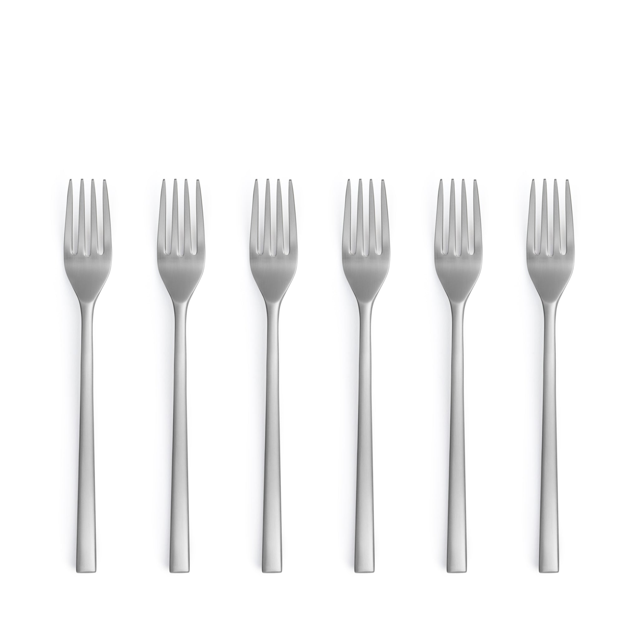 Set of 6 Silver Dessert Forks | Stainless Steel Small Cake Forks | Monoware