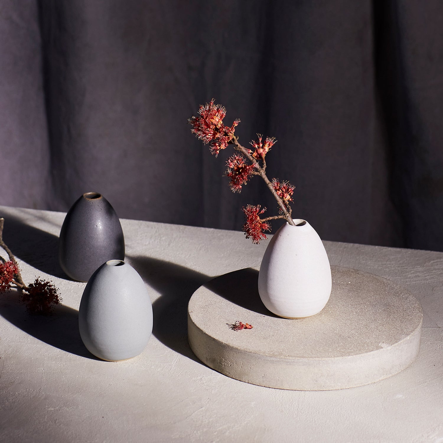 Grey Bud Vase | Stoneware Ceramic Slate Stem Vase | Monoware