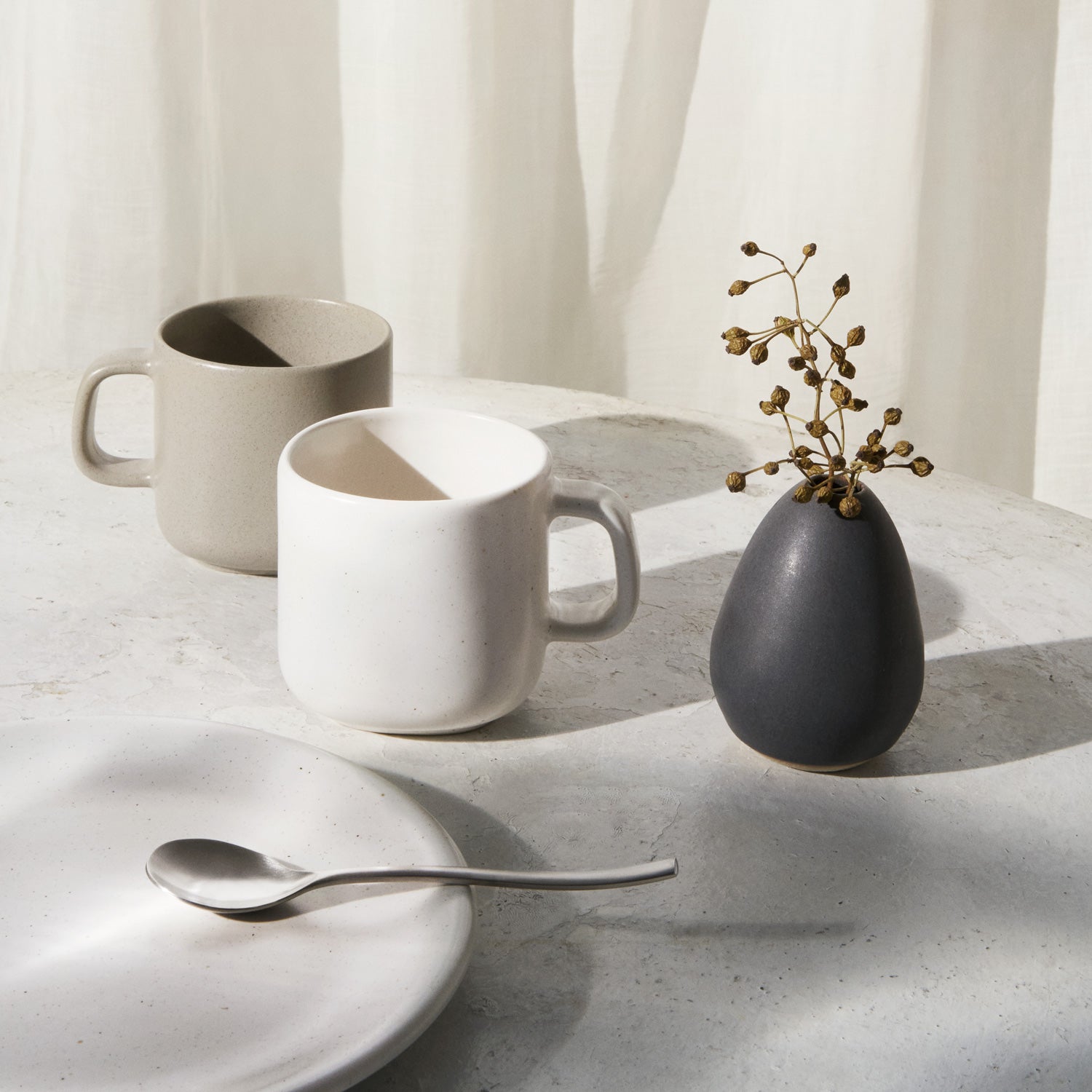 White Ceramic Coffee Mugs | Matte Speckled Chalk Stoneware Tea Cups ...