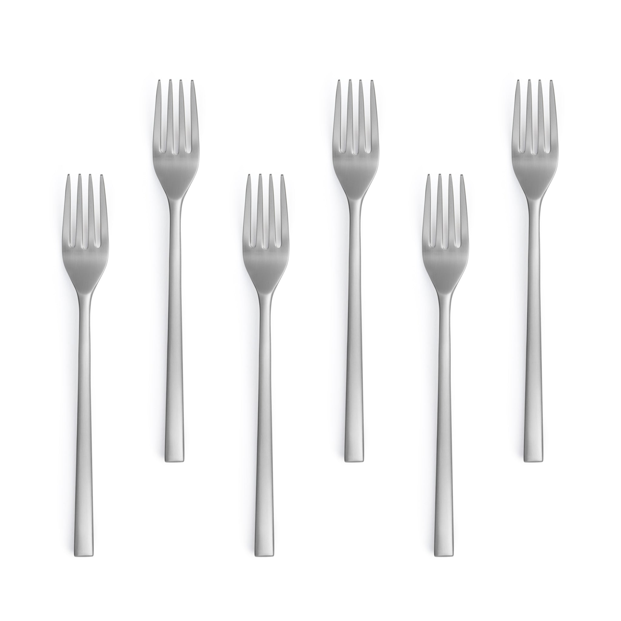 Set of 6 Silver Dessert Forks | Stainless Steel Small Cake Forks | Monoware