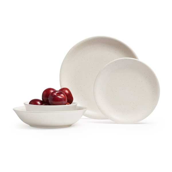 4 Piece White Stoneware Dinner Sets | 4pc White Ceramic Dinnerware ...