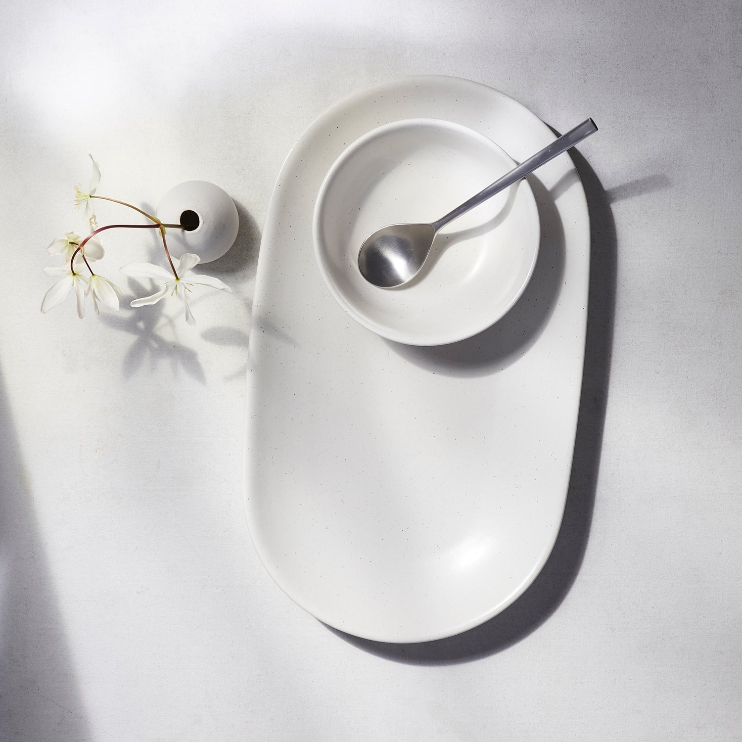 White Ceramic Stoneware Serving Platter Set | Serving Dishes | Monoware