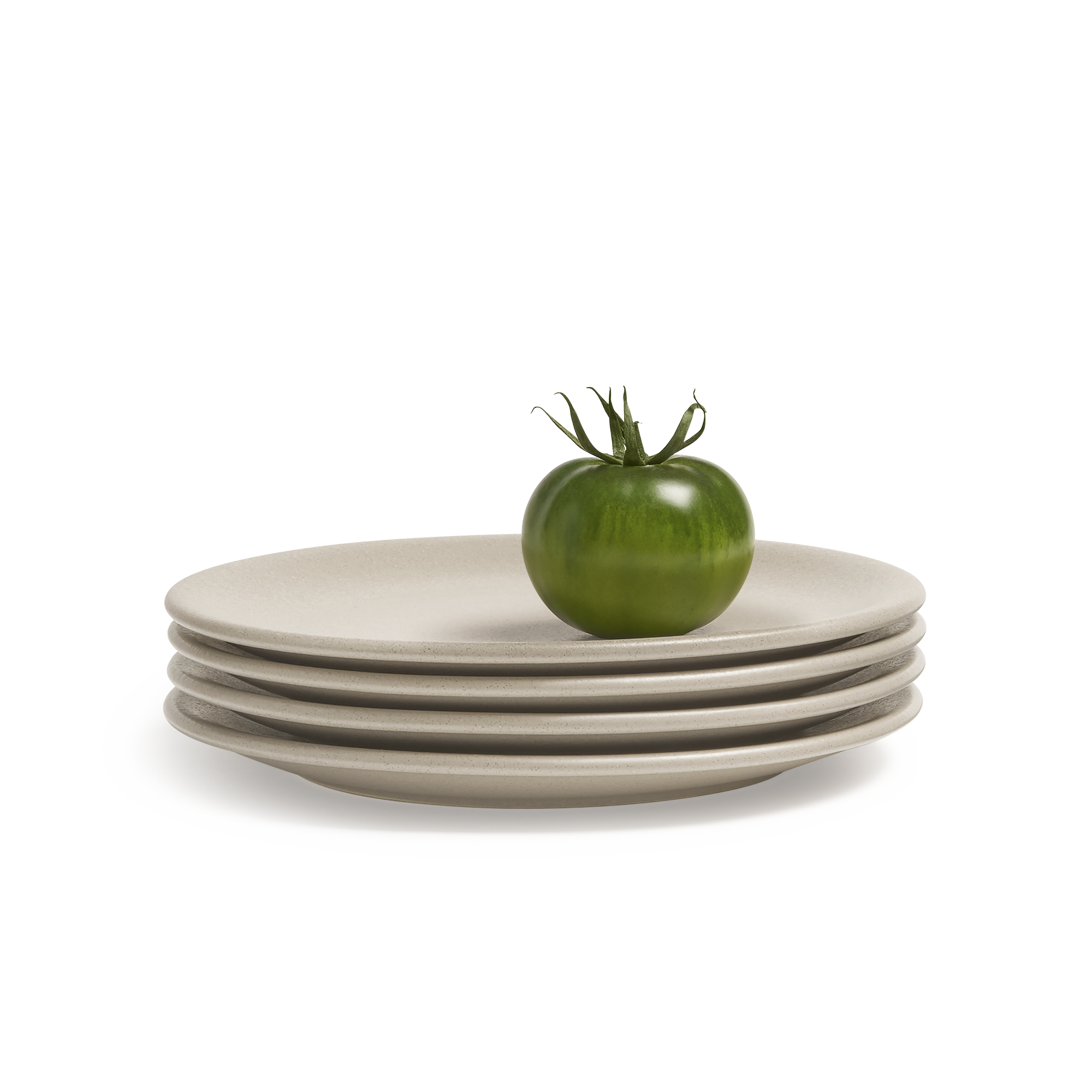 4 Piece Beige Stoneware Ceramic Side Salad & Dessert Plates | Monoware